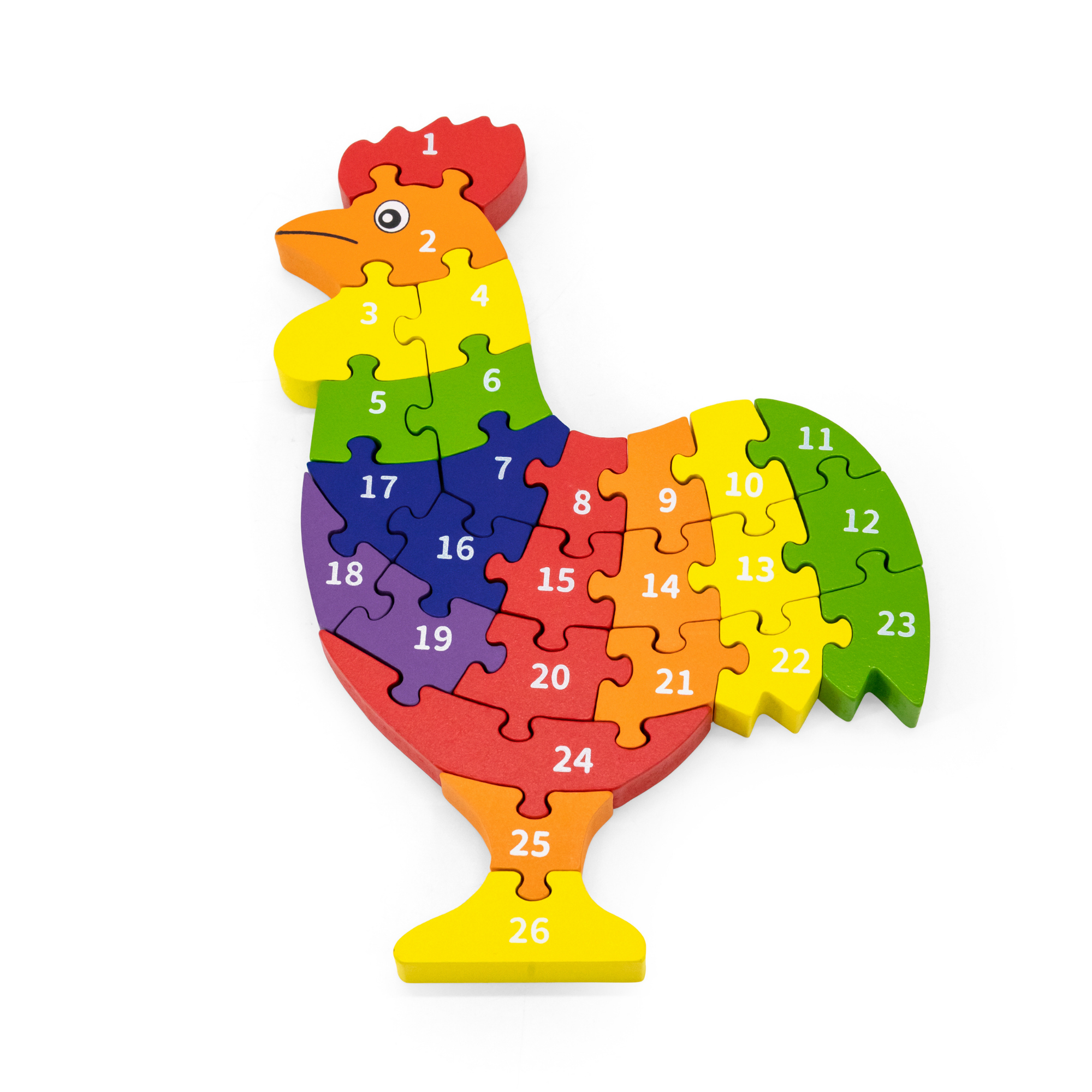 Viga 3D Rooster with Alphabets, 26 Piece Jigsaw Block Puzzle, Montesso ...